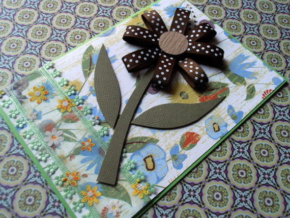 Brown Polka Dots Flower Handmade Cards (set Of 3) on Luulla